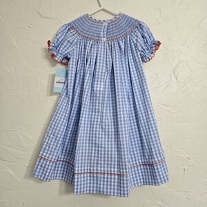 ANAVINI | Dresses | Nwt Anavini Hand Smocked Gingham Pumpkin Blue White ...